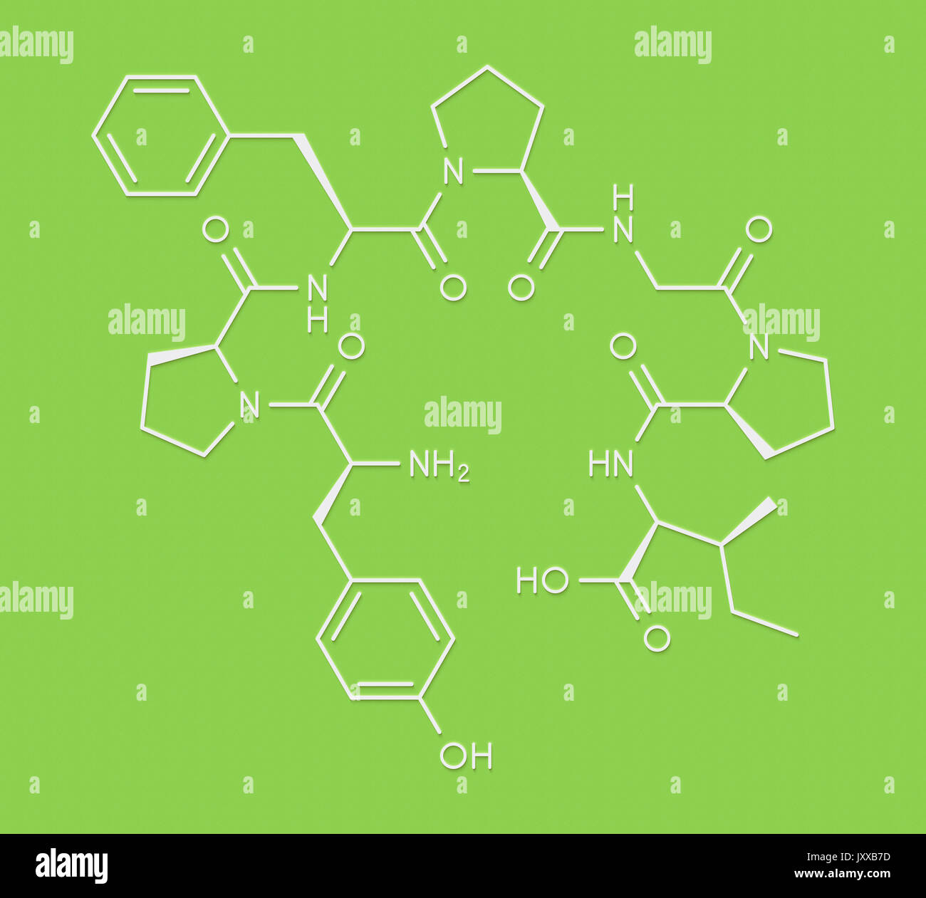 Beta-casomorphin peptide 7 molecule. Breakdown product of casein that ...