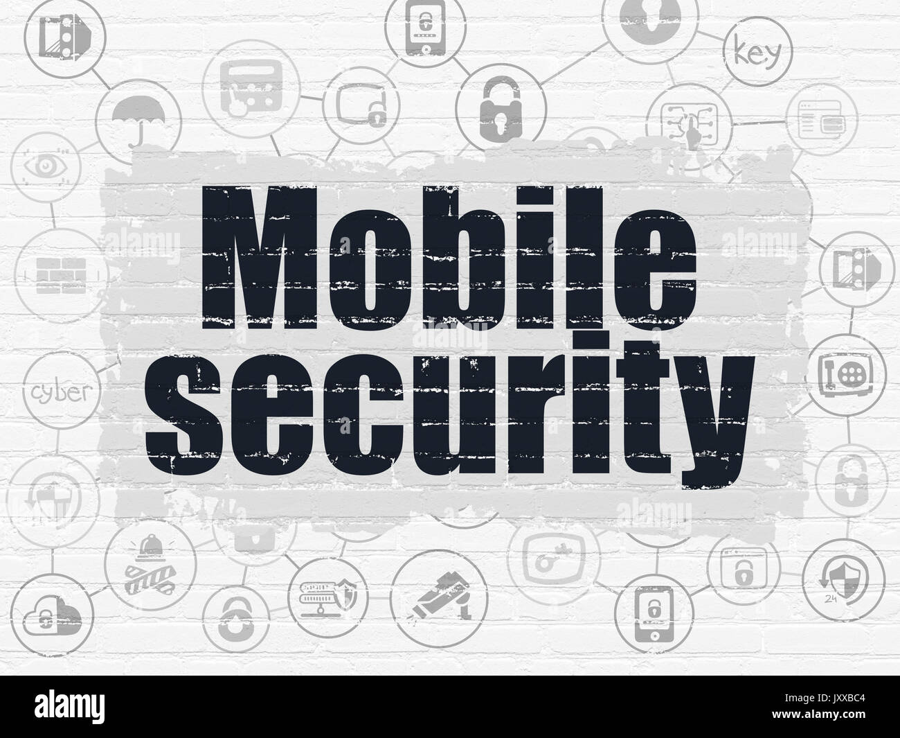 Safety concept: Mobile Security on wall background Stock Photo - Alamy
