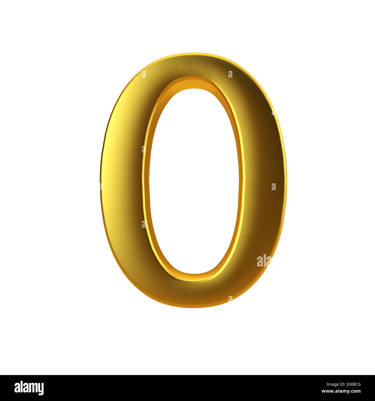 Shiny gold number 0 on a plain white background. 3D Rendering Stock ...
