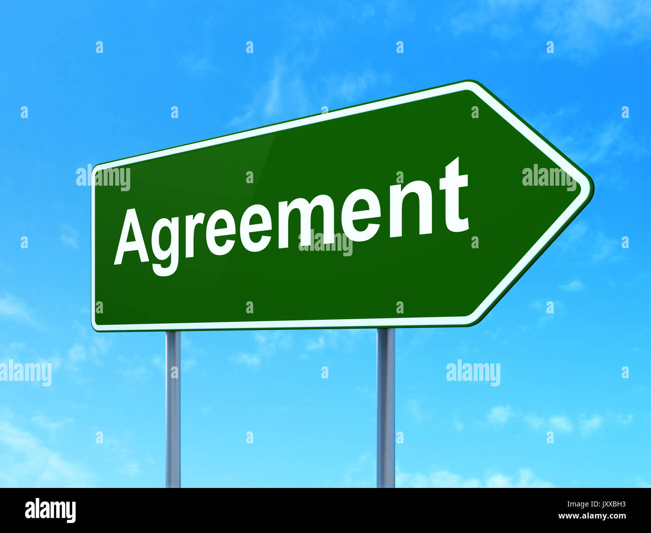 Business concept: Agreement on road sign background Stock Photo - Alamy