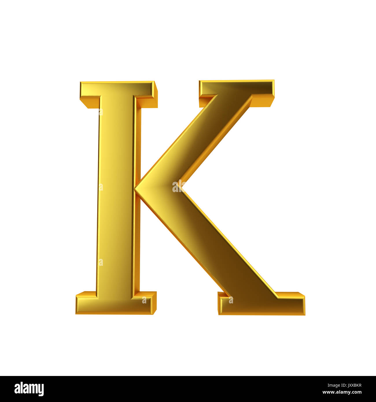 Shiny gold letter K on a plain white background. 3D Rendering Stock ...