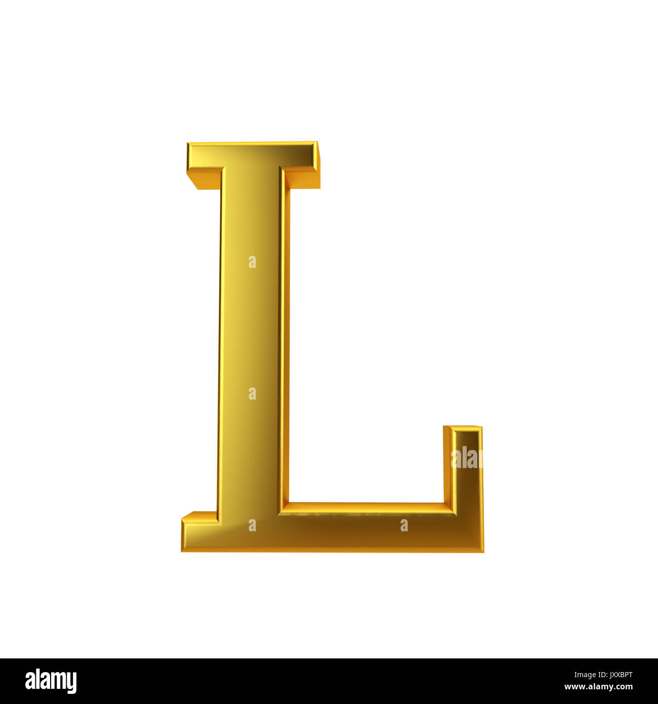 Shiny gold letter L on a plain white background. 3D Rendering Stock ...