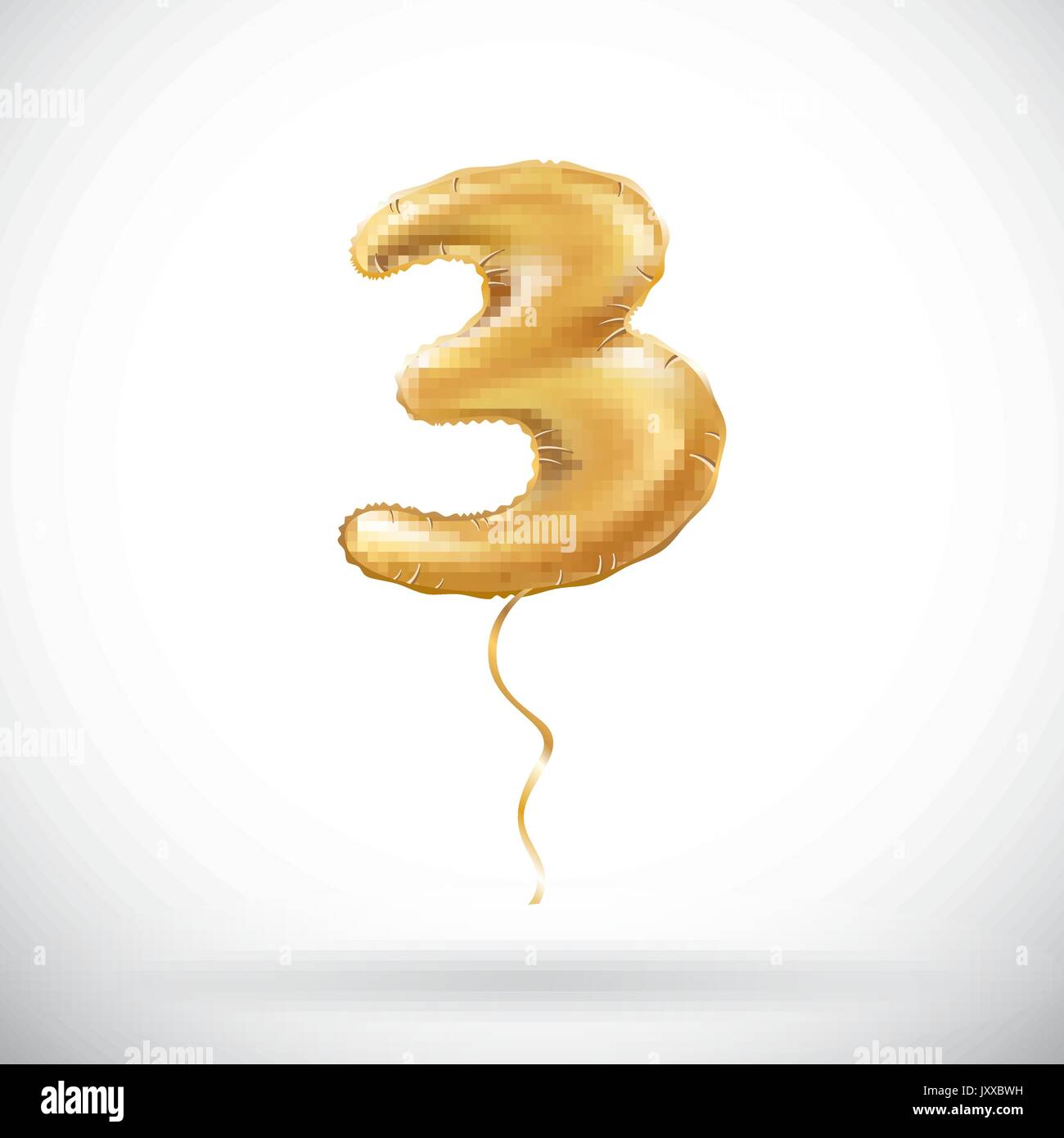 vector Golden number three 3 metallic balloon. Metallic design art ...