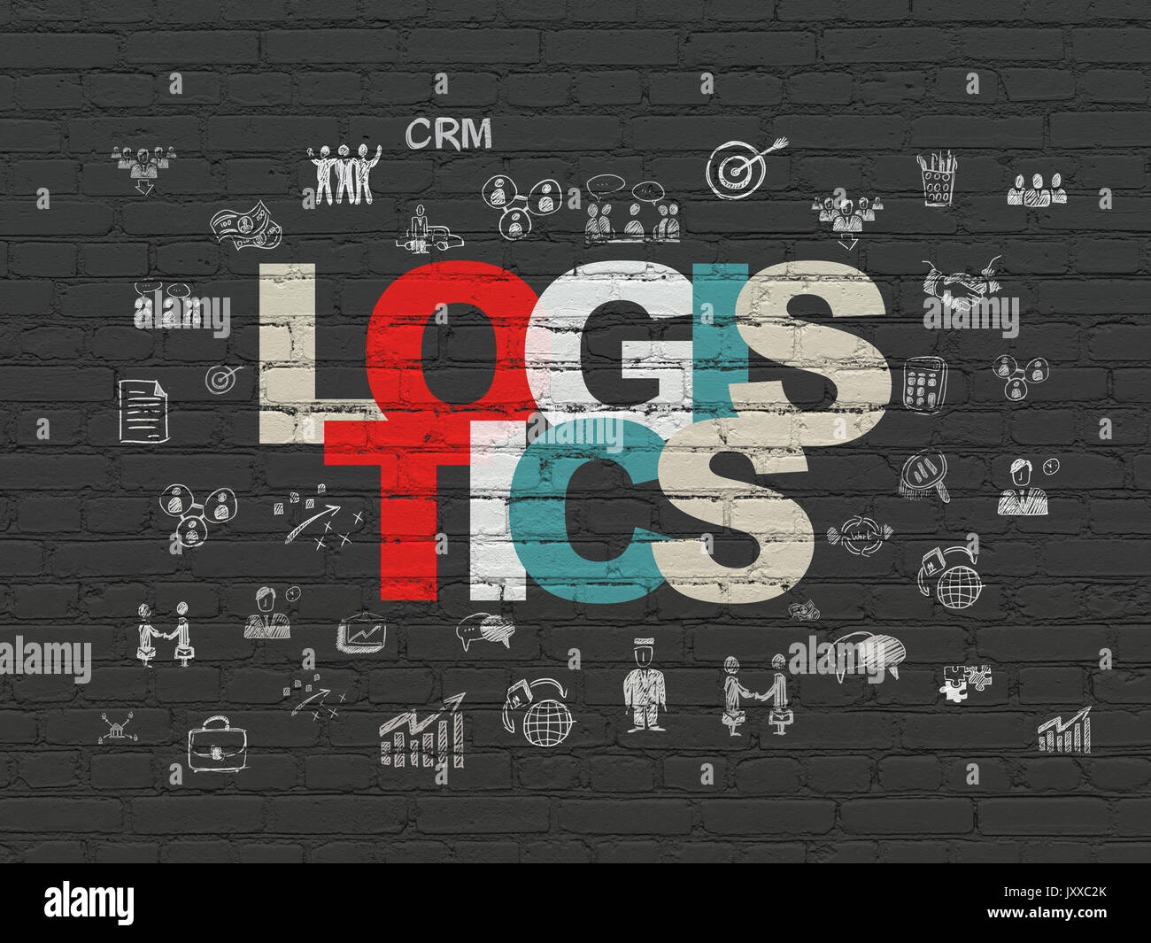 Finance concept: Logistics on wall background Stock Photo - Alamy