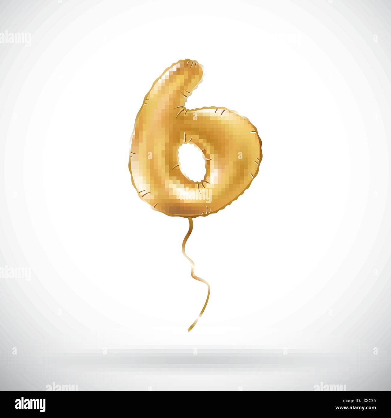 vector Golden number six 6 metallic balloon. Party decoration golden ...