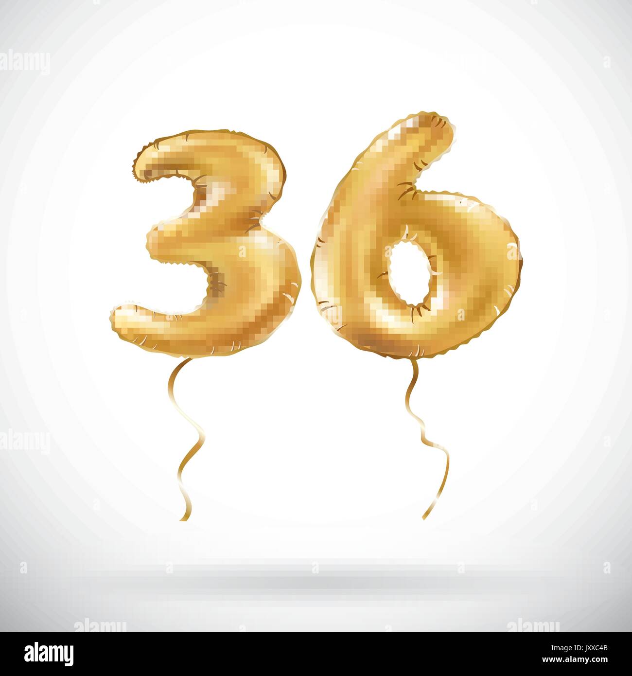 vector Golden number 36 thirty six metallic balloon. Party decoration ...