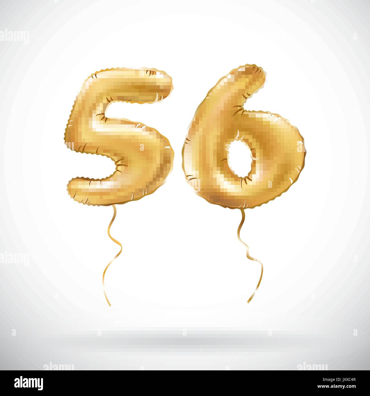 vector Golden number 56 fifty six metallic balloon. Party decoration ...
