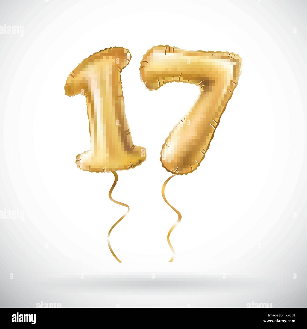 vector Golden number 17 seventeen metallic balloon. Party decoration ...