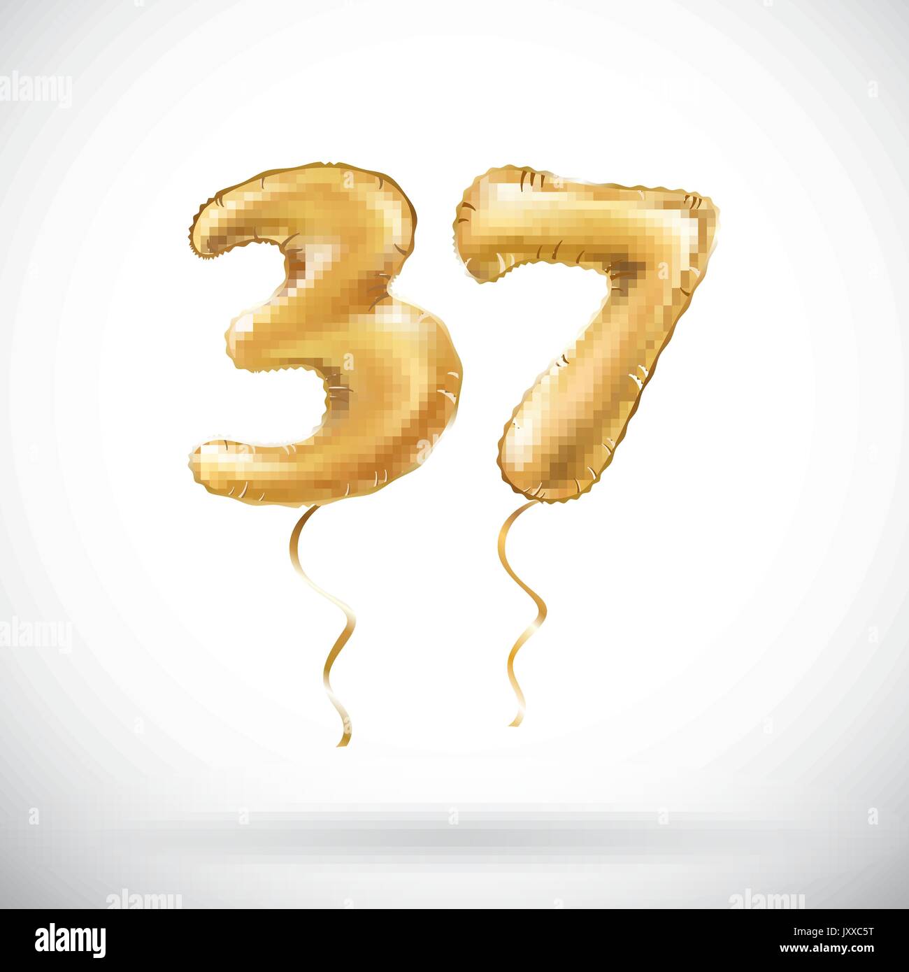 vector Golden number 37 thirty seven metallic balloon. Party decoration ...