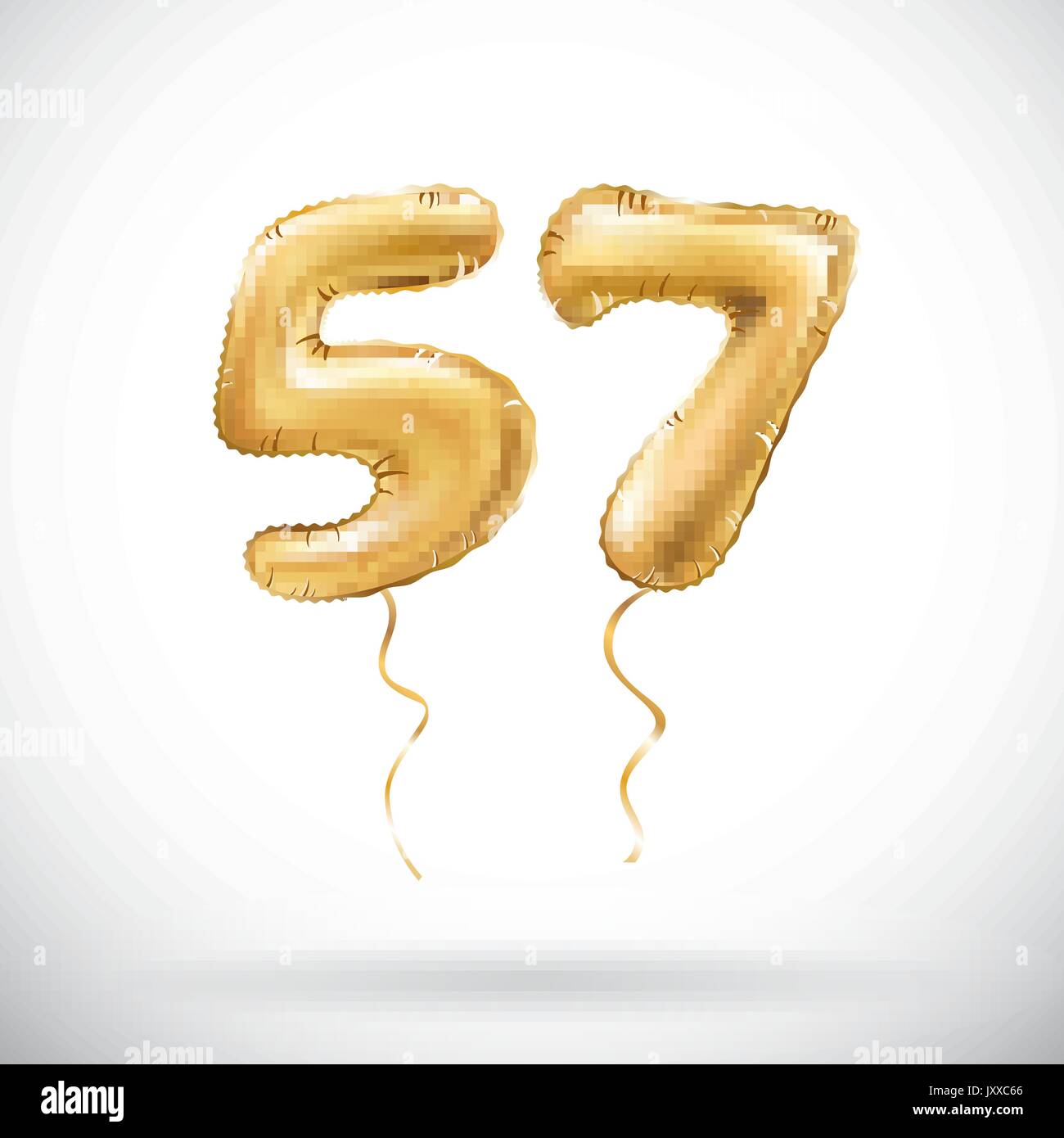 vector Golden number 57 fifty seven metallic balloon. Party decoration ...