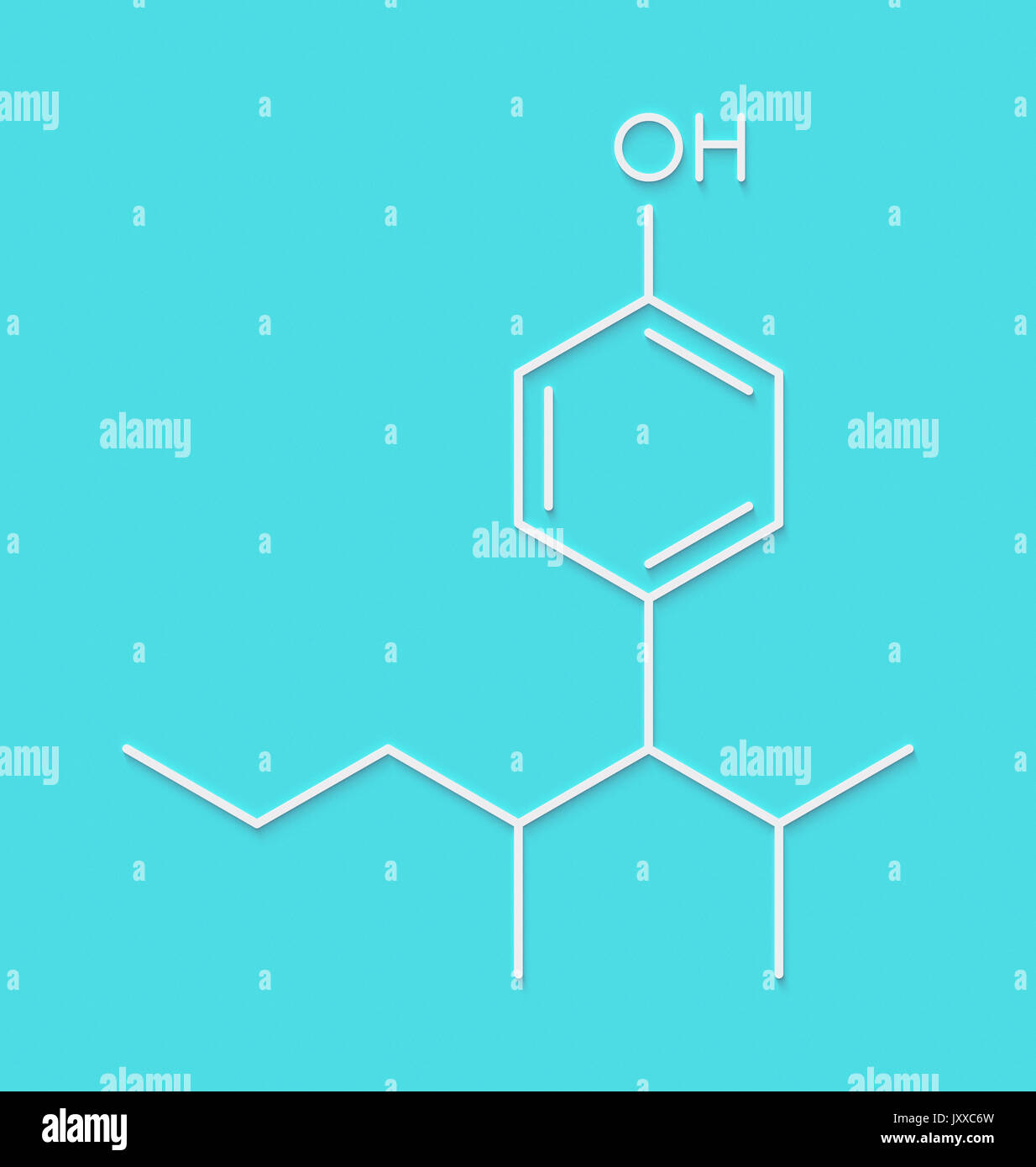 Nonylphenol endocrine disruptor molecule (one isomer shown). Skeletal ...