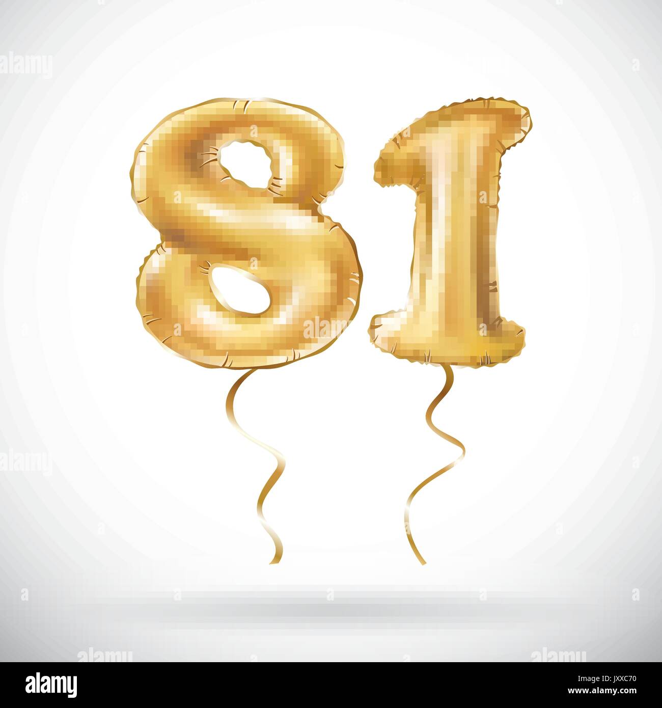 vector Golden number 81 Eighty one metallic balloon. Party decoration ...