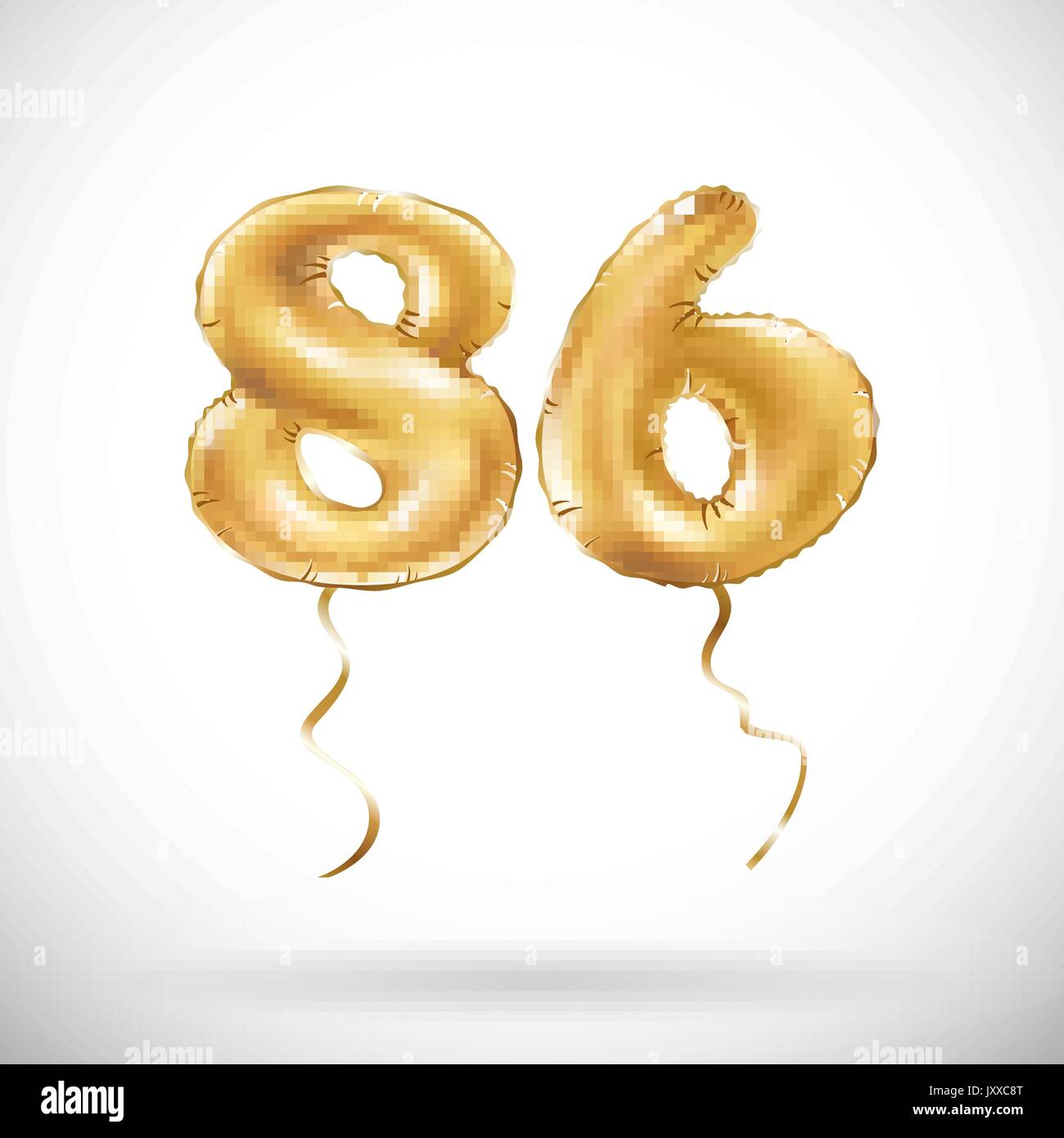 vector Golden number 86 eighty six metallic balloon. Party decoration ...