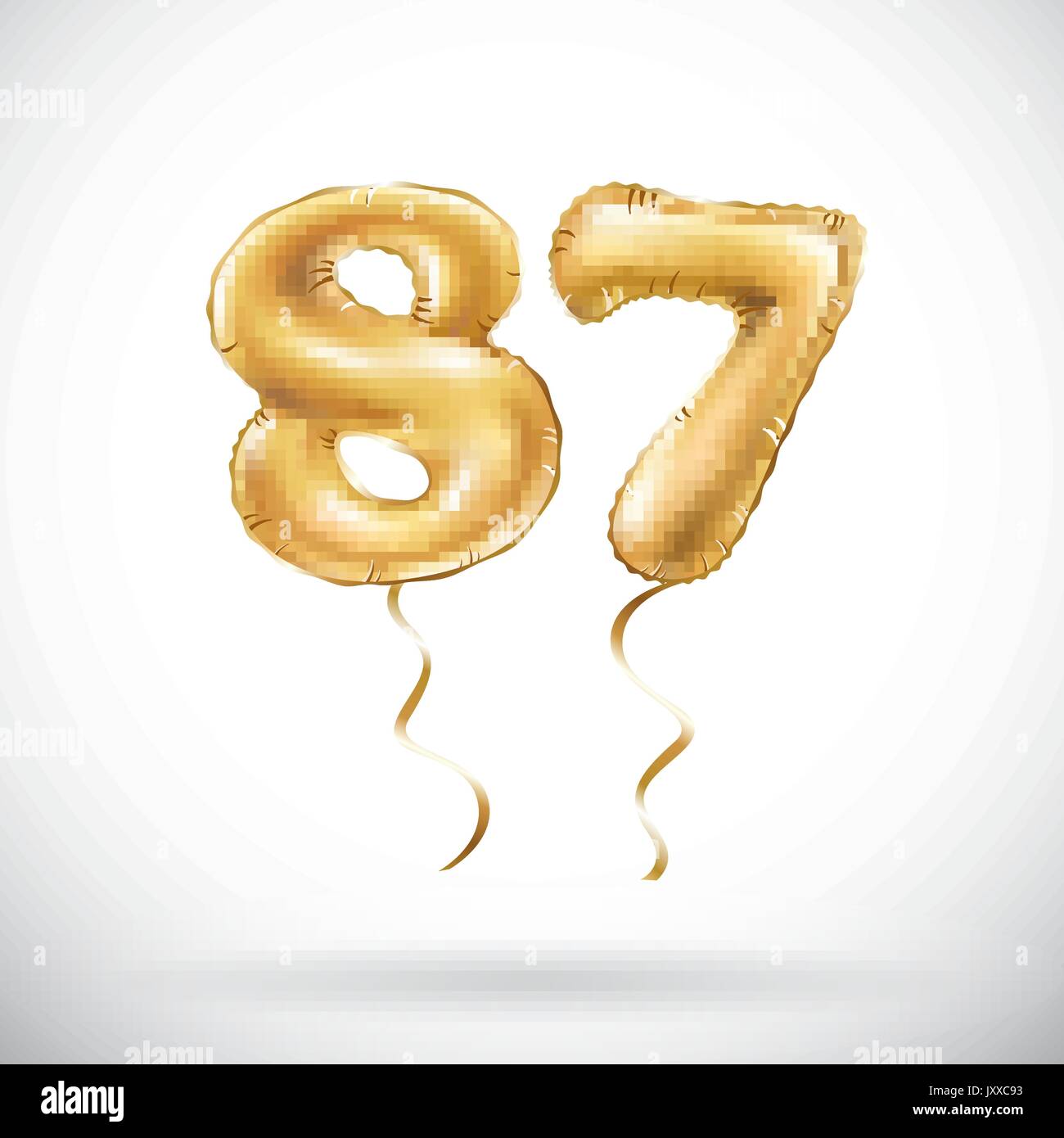 vector Golden number 87 eighty seven metallic balloon. Party decoration ...