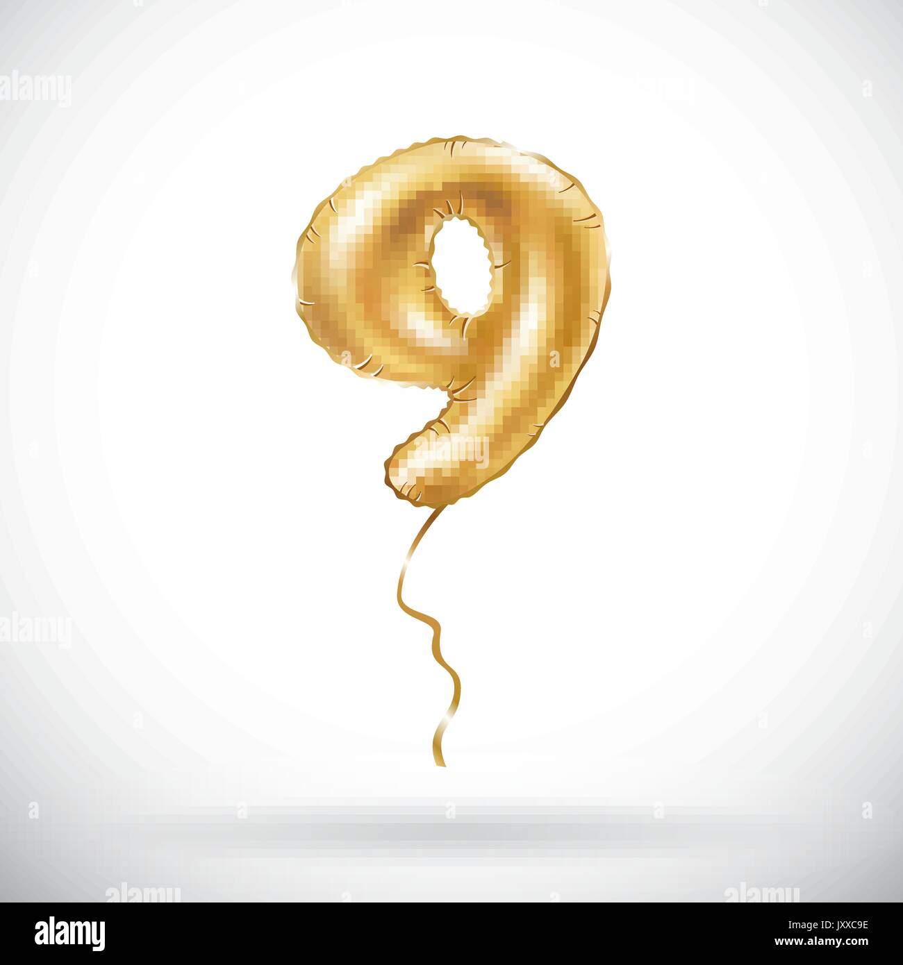 vector Golden number 9 nine metallic balloon. Party decoration golden ...
