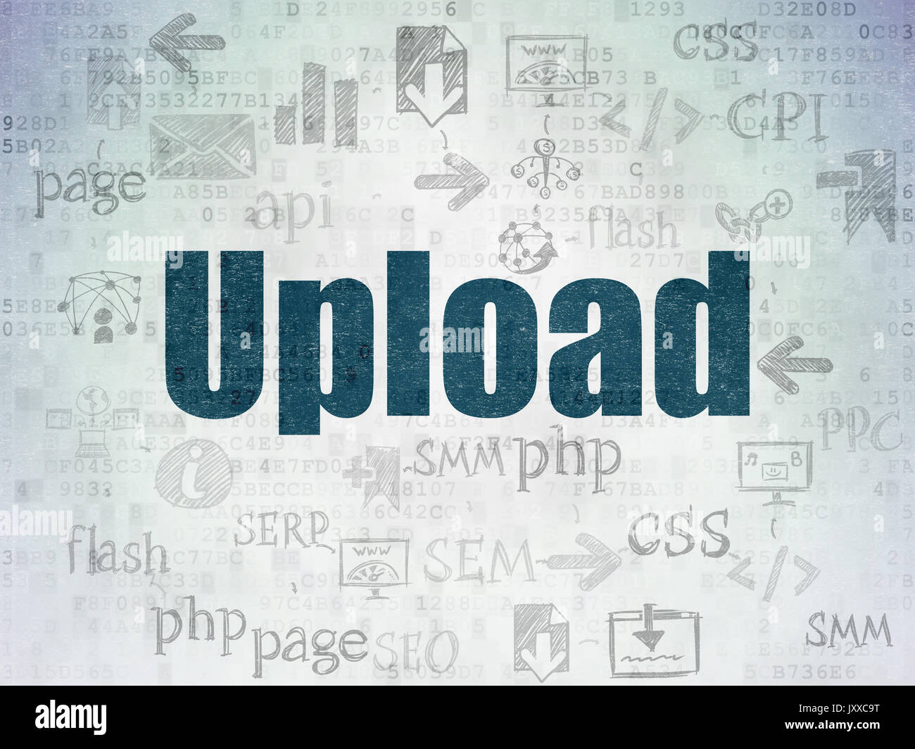 Web design concept: Upload on Digital Data Paper background Stock Photo ...