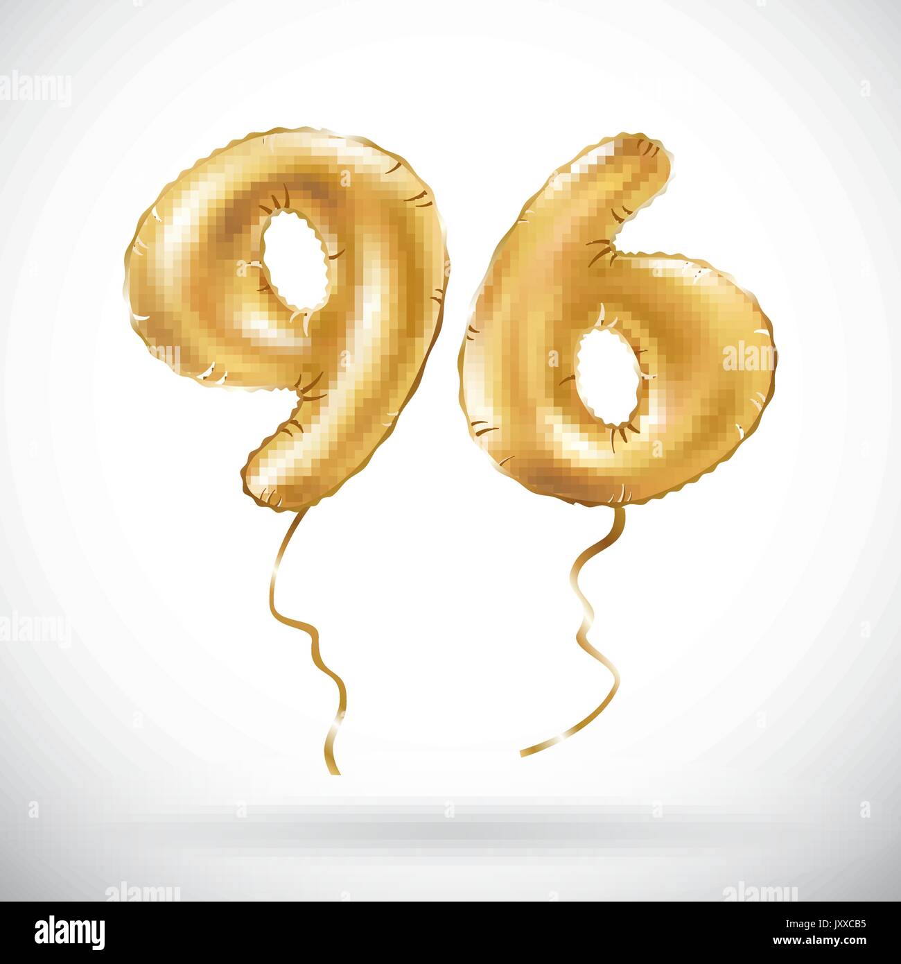 vector Golden number 96 ninety six metallic balloon. Party decoration ...