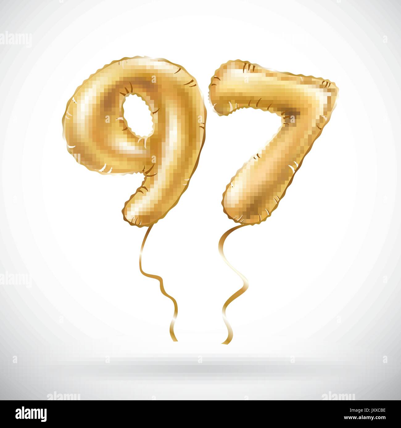 vector Golden number 97 ninety seven metallic balloon. Party decoration golden balloons ...