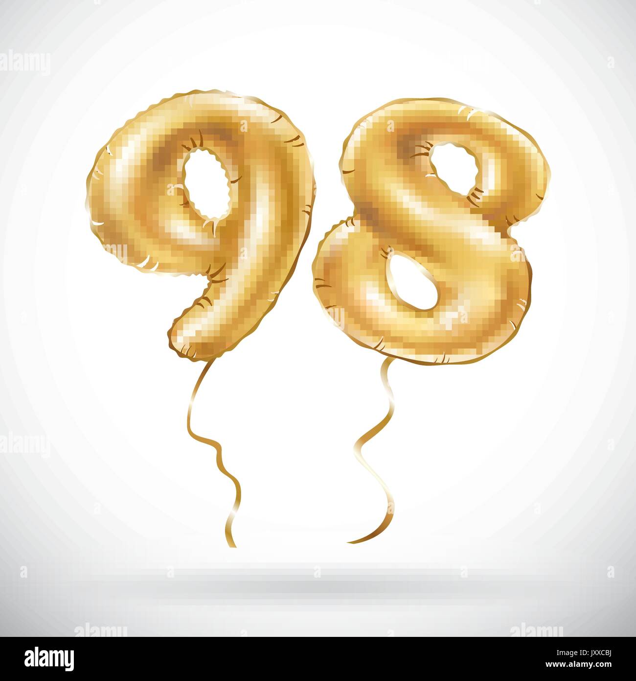 vector Golden number 98 ninety eight metallic balloon. Party decoration ...