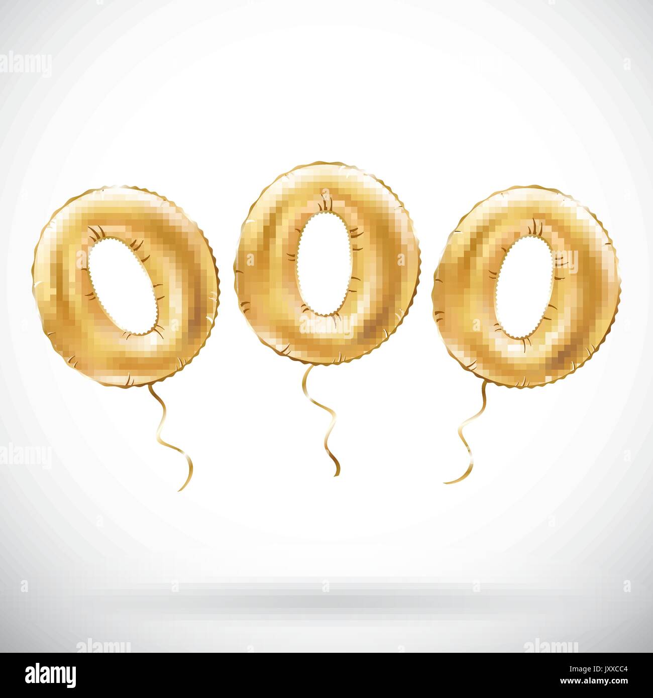 vector Golden number 000 Three zeros metallic balloon. Party decoration ...