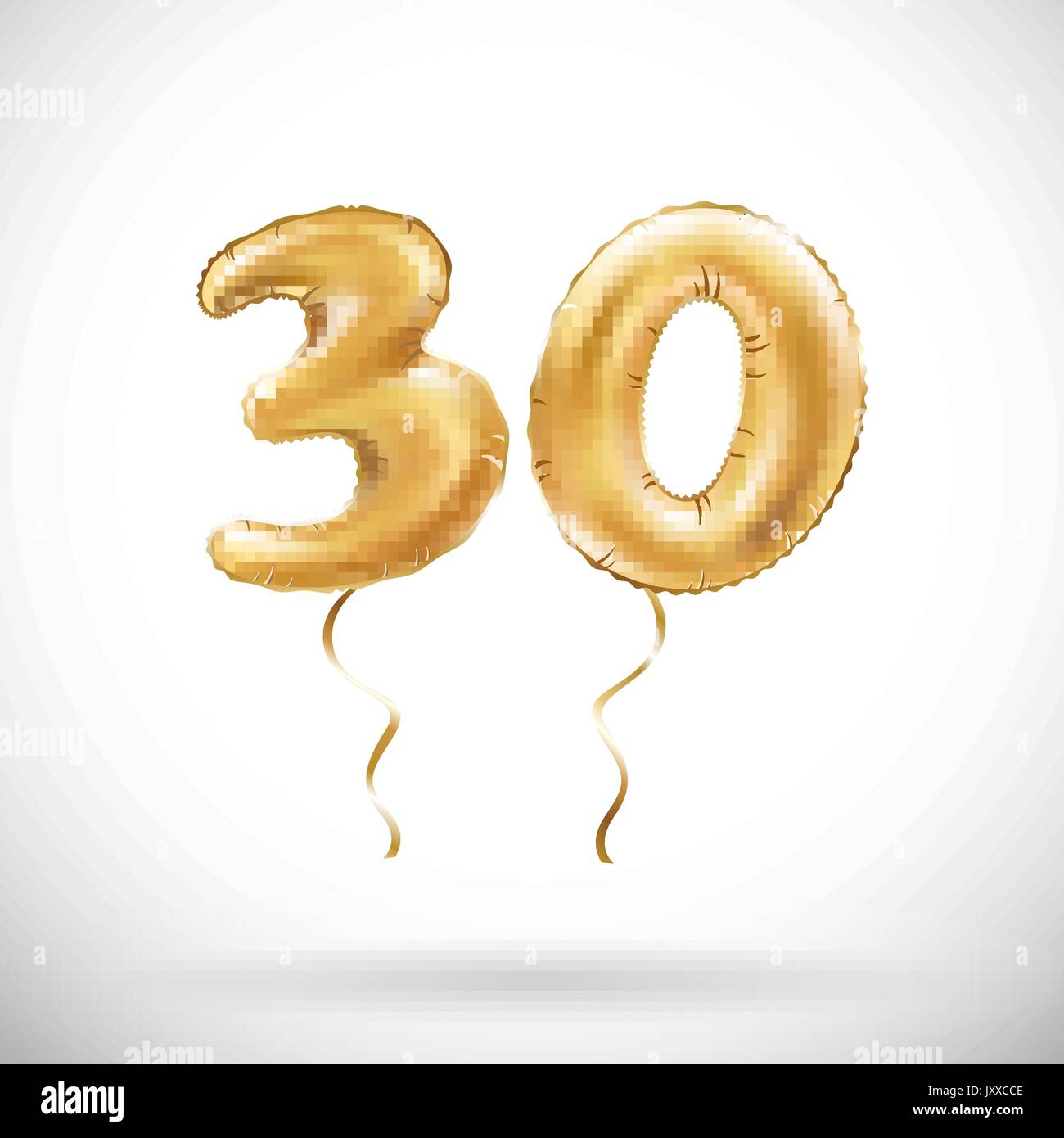 vector Golden number 30 thirty metallic balloon. Party decoration ...