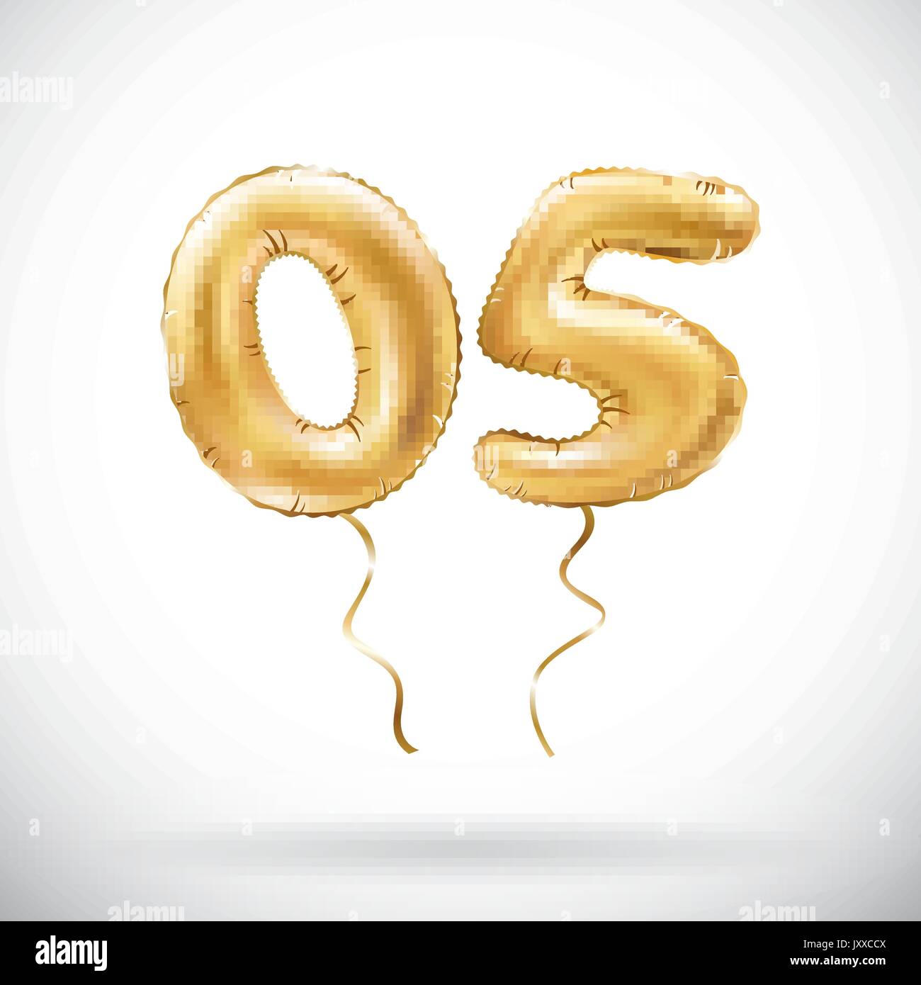 vector Golden number 05 zero five metallic balloon. Party decoration ...