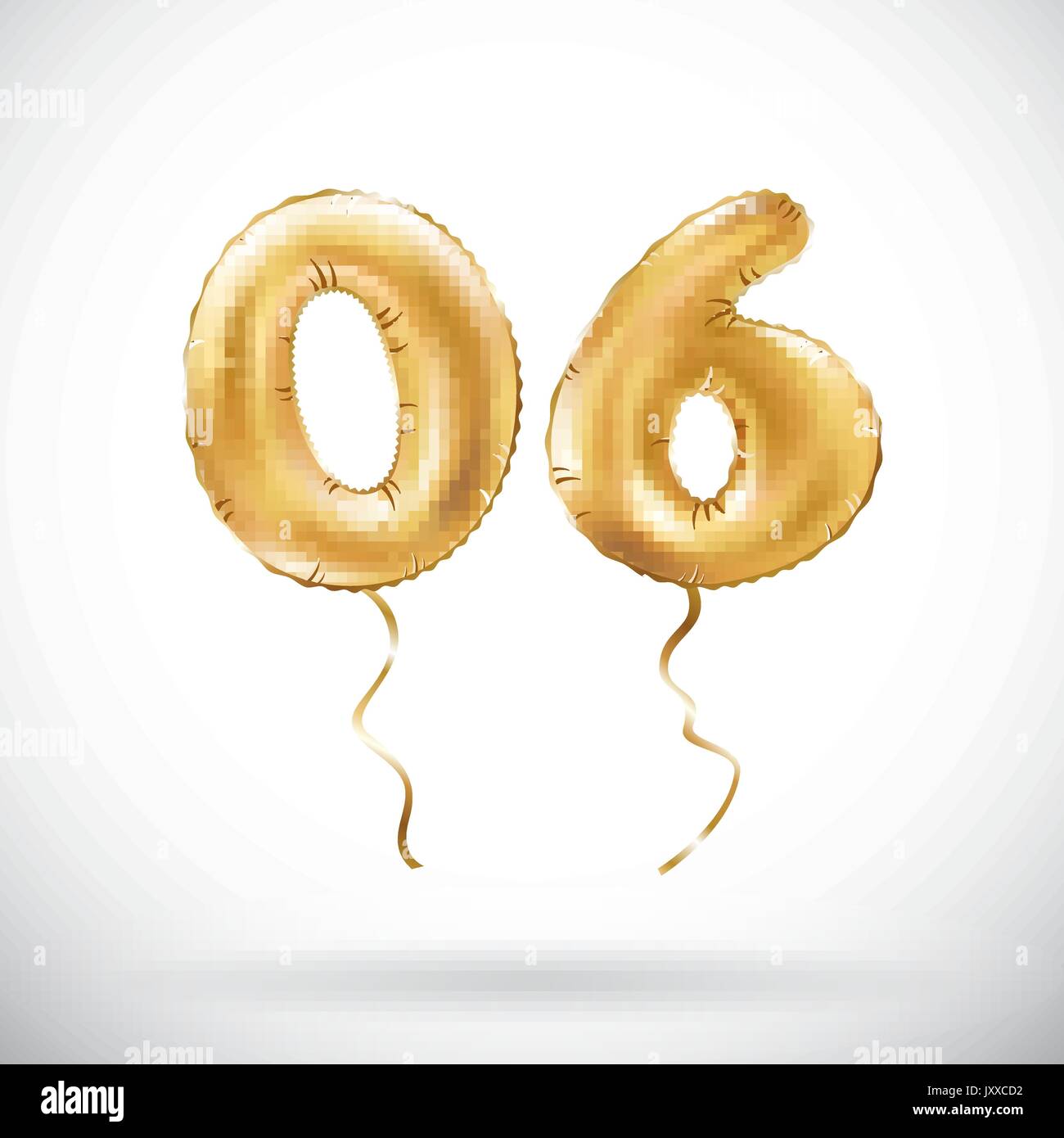 vector Golden number 06 zero six metallic balloon. Party decoration ...