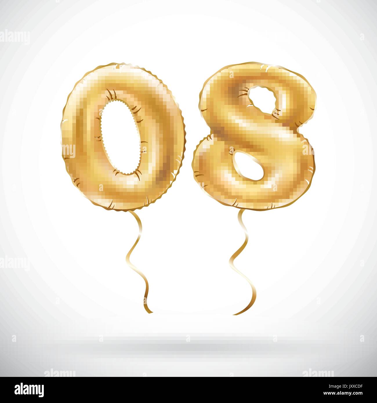 vector Golden number 0 8 zero eight balloon. Party decoration golden ...