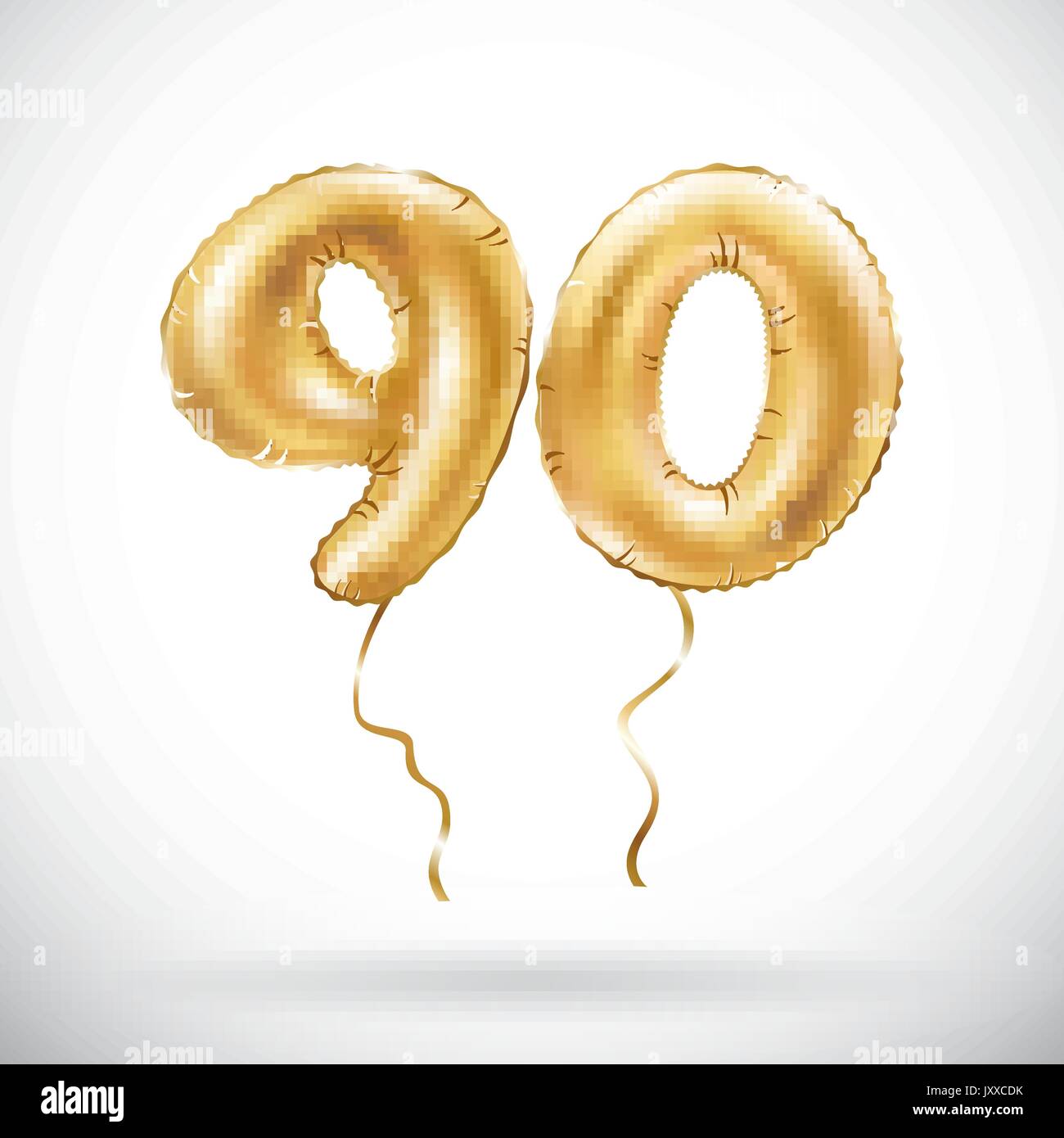 vector Golden number 90 ninety metallic balloon. Party decoration ...