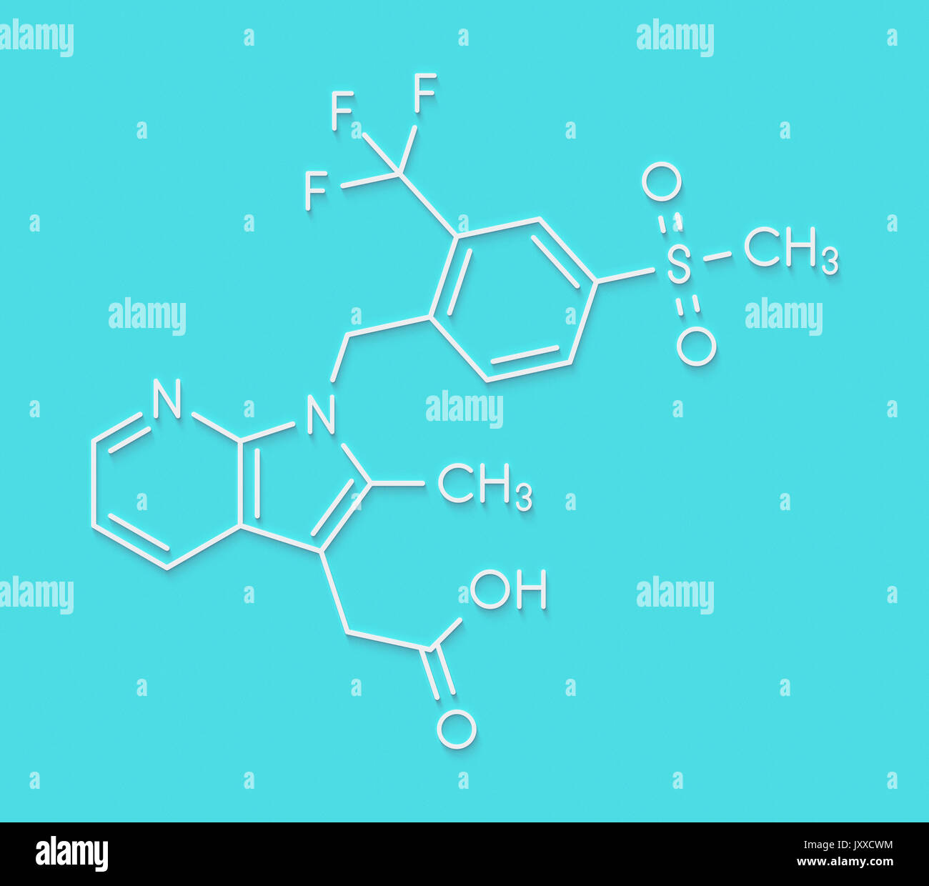 Fevipiprant asthma drug molecule. Skeletal formula Stock Photo - Alamy