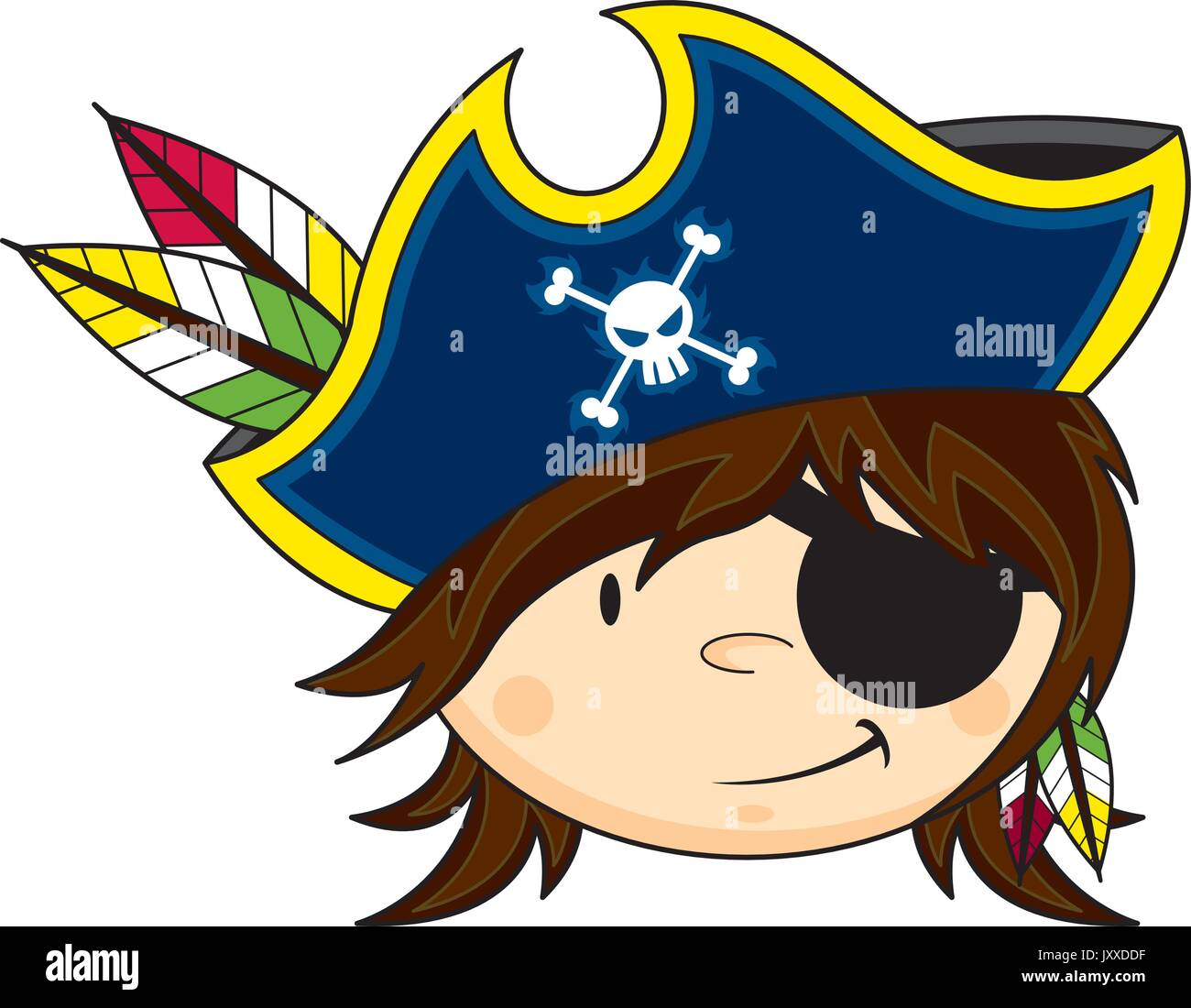 Cute Cartoon Buccaneer Pirate Captain with Eyepatch Stock Vector Image ...