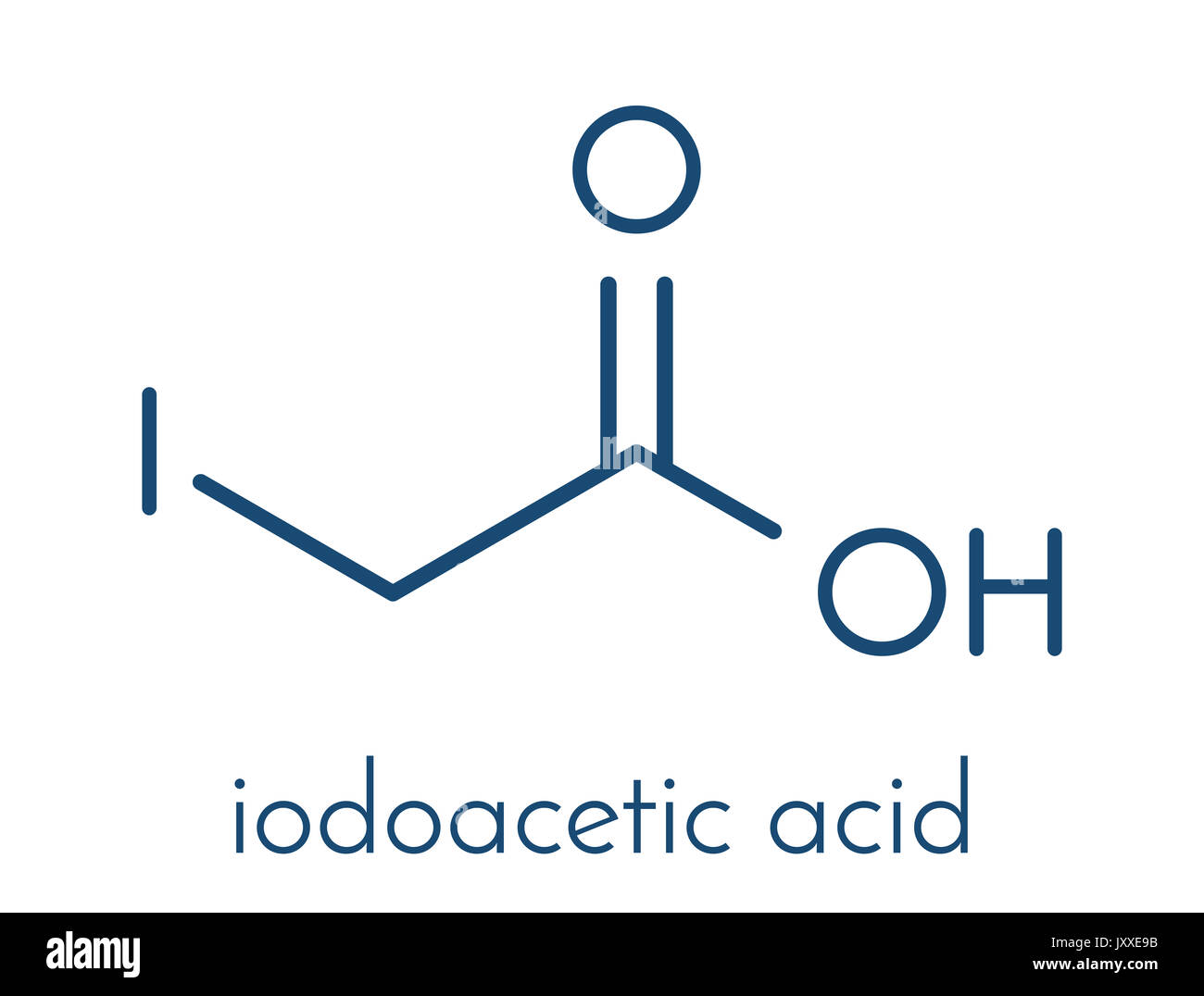 Iodoacetic acid molecule. Toxic alkylating agent. Skeletal formula ...
