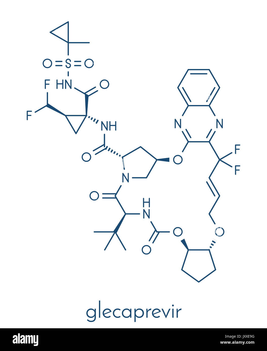 Glecaprevir hepatitis C virus drug molecule. Skeletal formula Stock ...