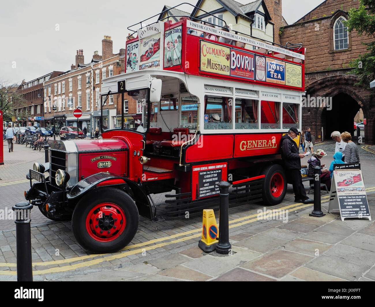 Heritage bus tour in centre of Chester Stock Photo - Alamy