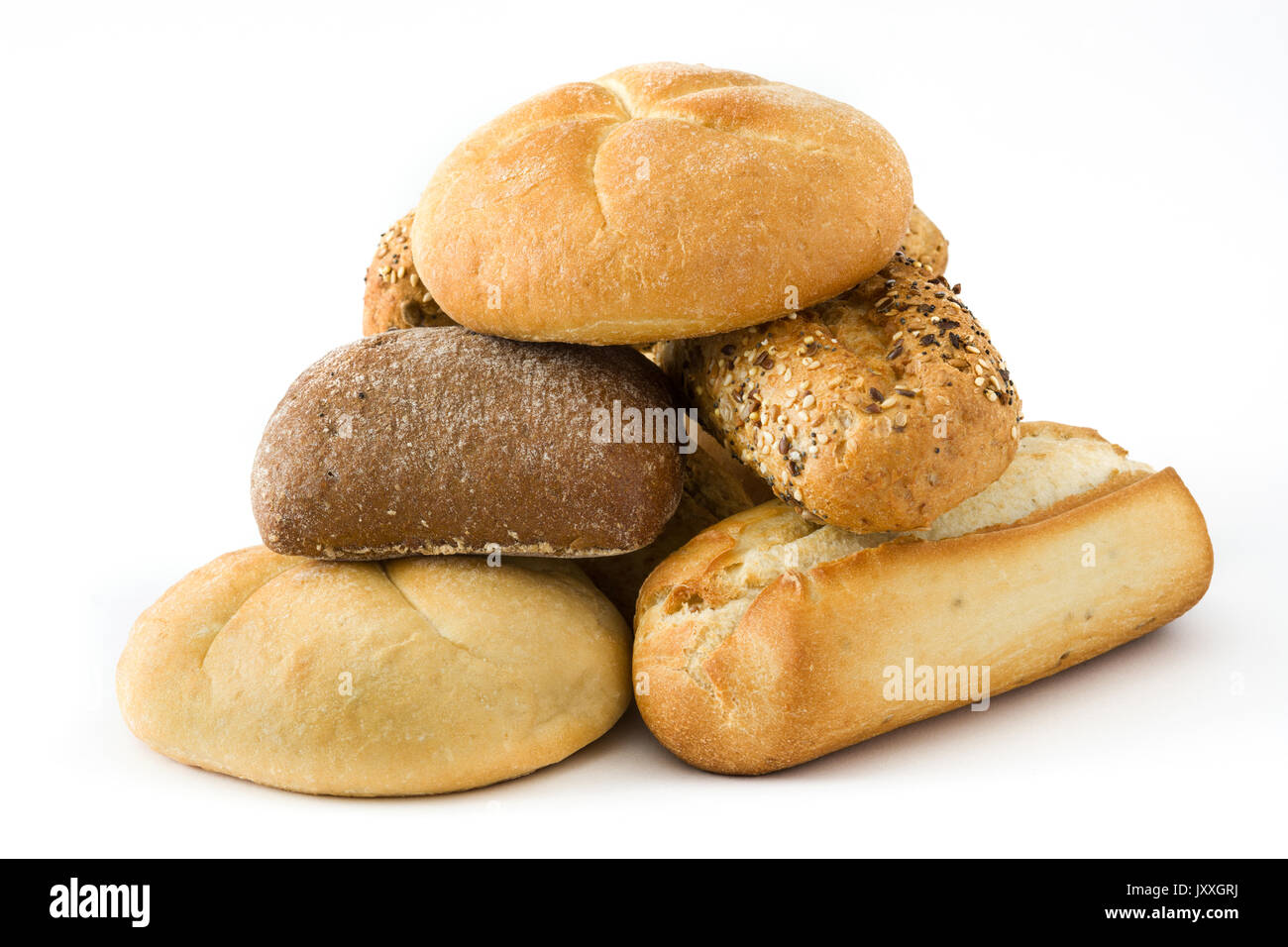 Mixed bread isolated on white background Stock Photo - Alamy