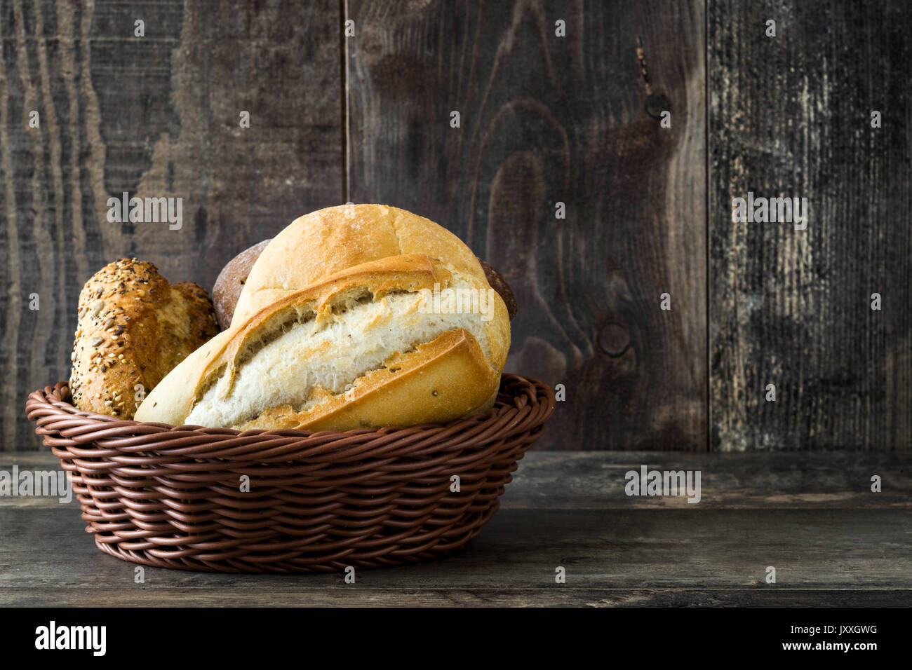 Mixed bread in basket hi-res stock photography and images - Alamy