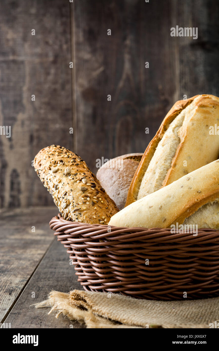 Mixed bread in basket hi-res stock photography and images - Alamy