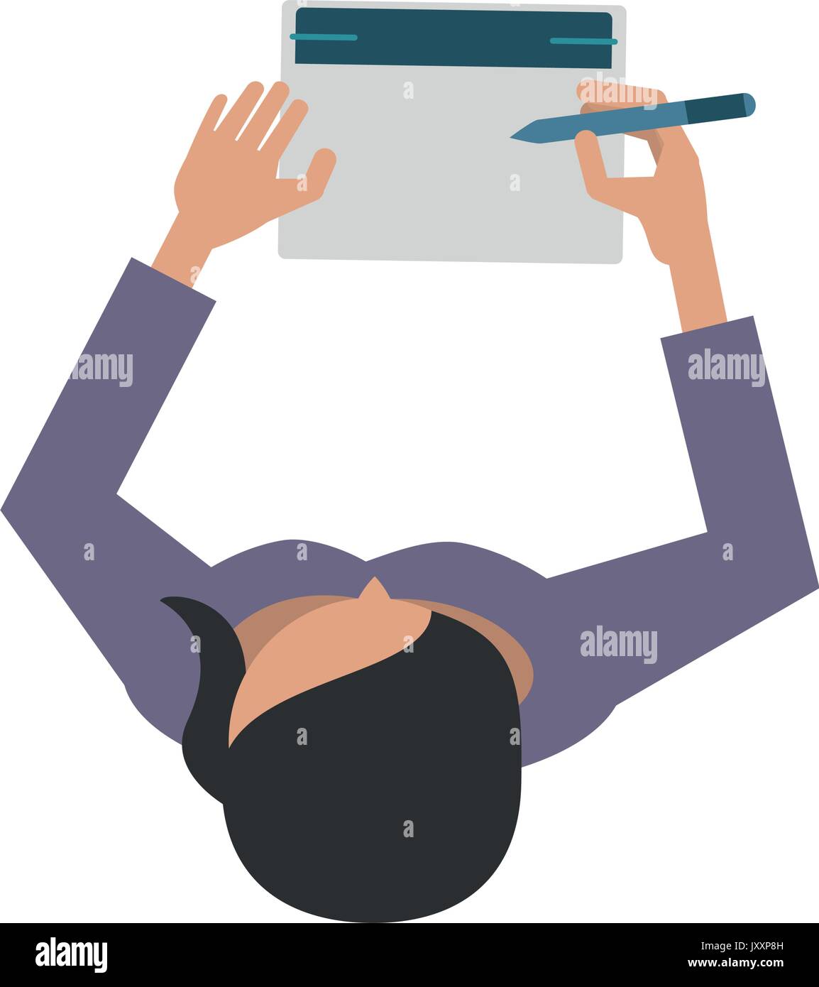 Woman writing on document Stock Vector Images - Alamy