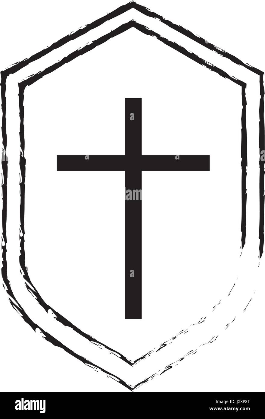 figure video game shield protection element icon Stock Vector Image ...