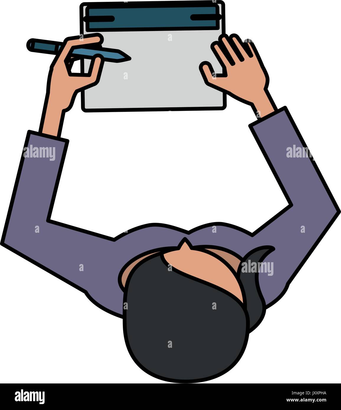 Woman writing on document Stock Vector Images - Alamy