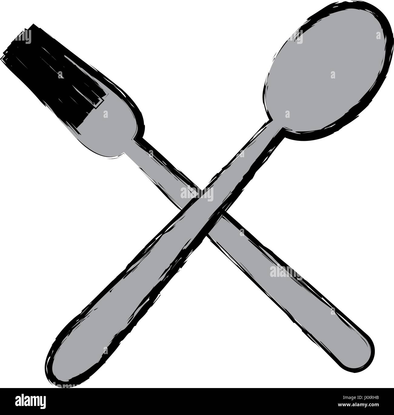crossed spoon and fork tool cooking kitchen icon Stock Vector Image ...
