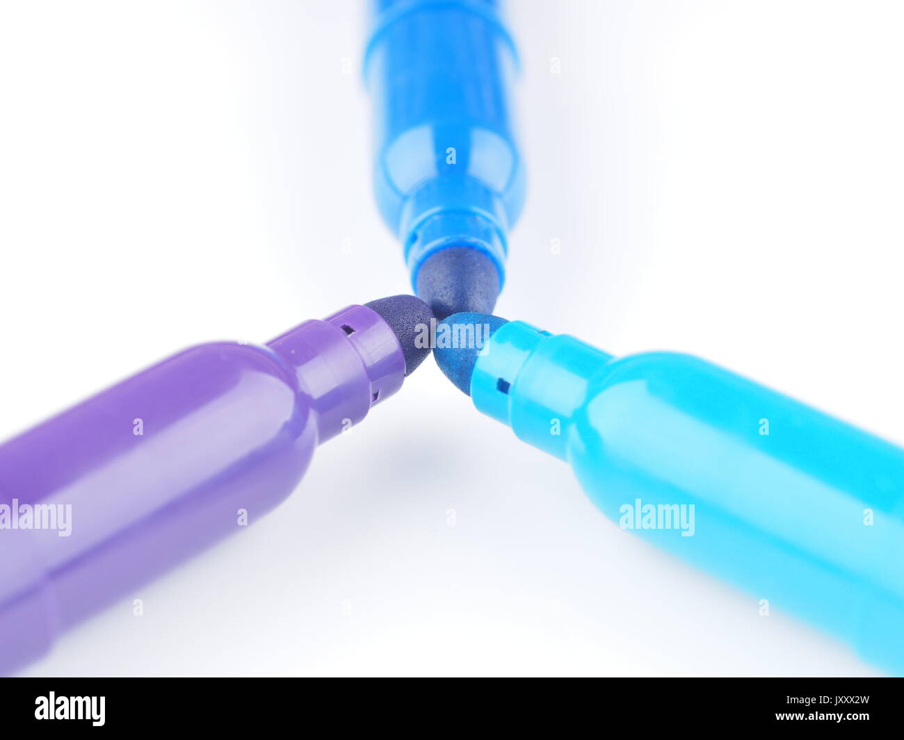 Markers on white background Stock Photo - Alamy