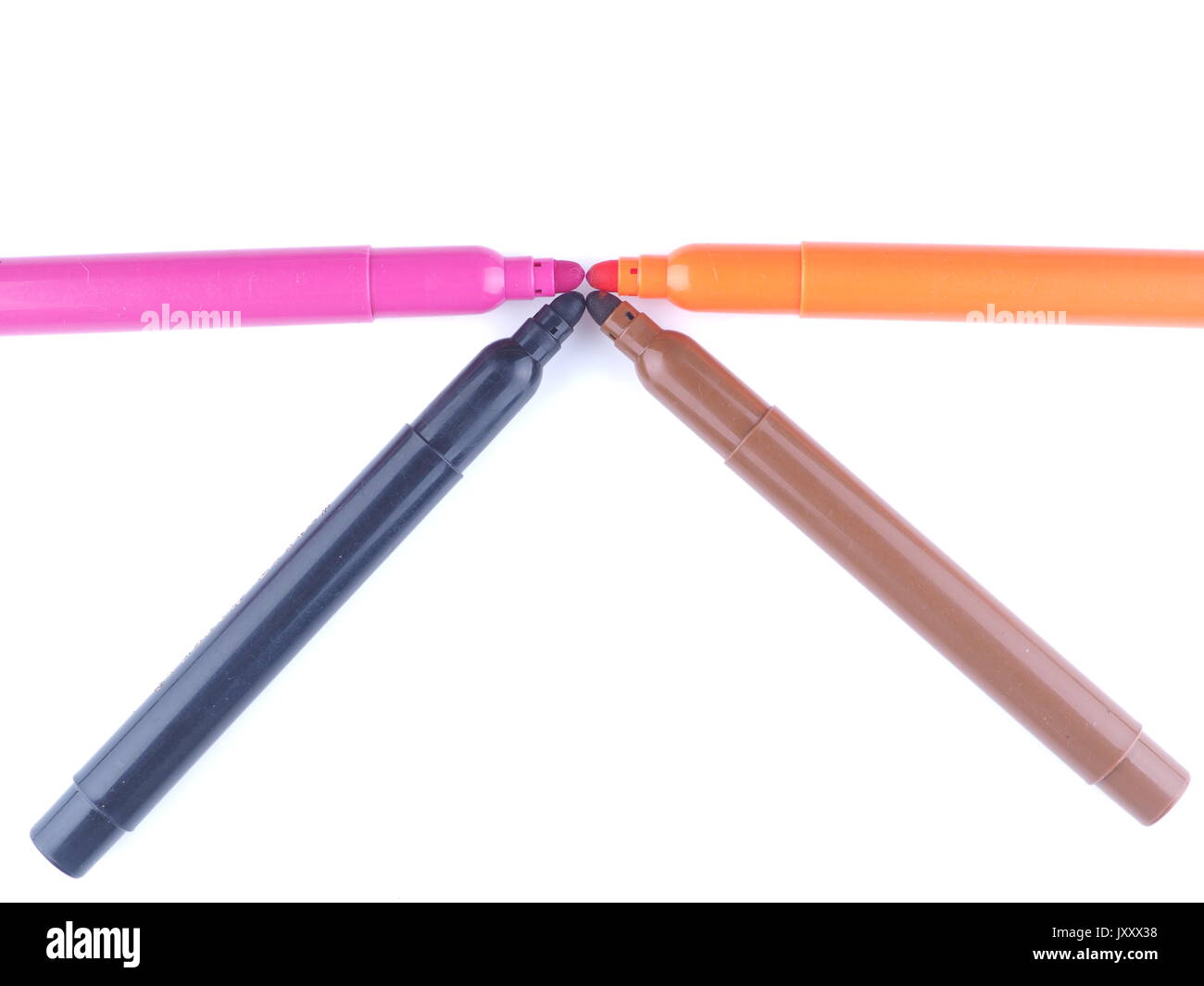 Markers on white background Stock Photo - Alamy