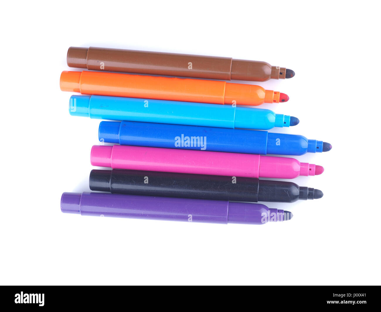 Markers on white background Stock Photo - Alamy