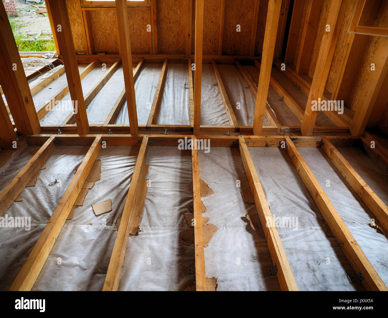 Flooring in frame house Stock Photo - Alamy