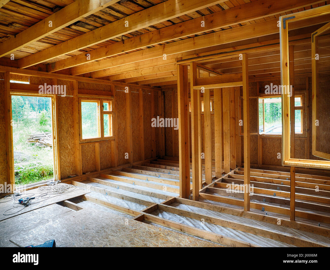 Flooring in frame house Stock Photo - Alamy