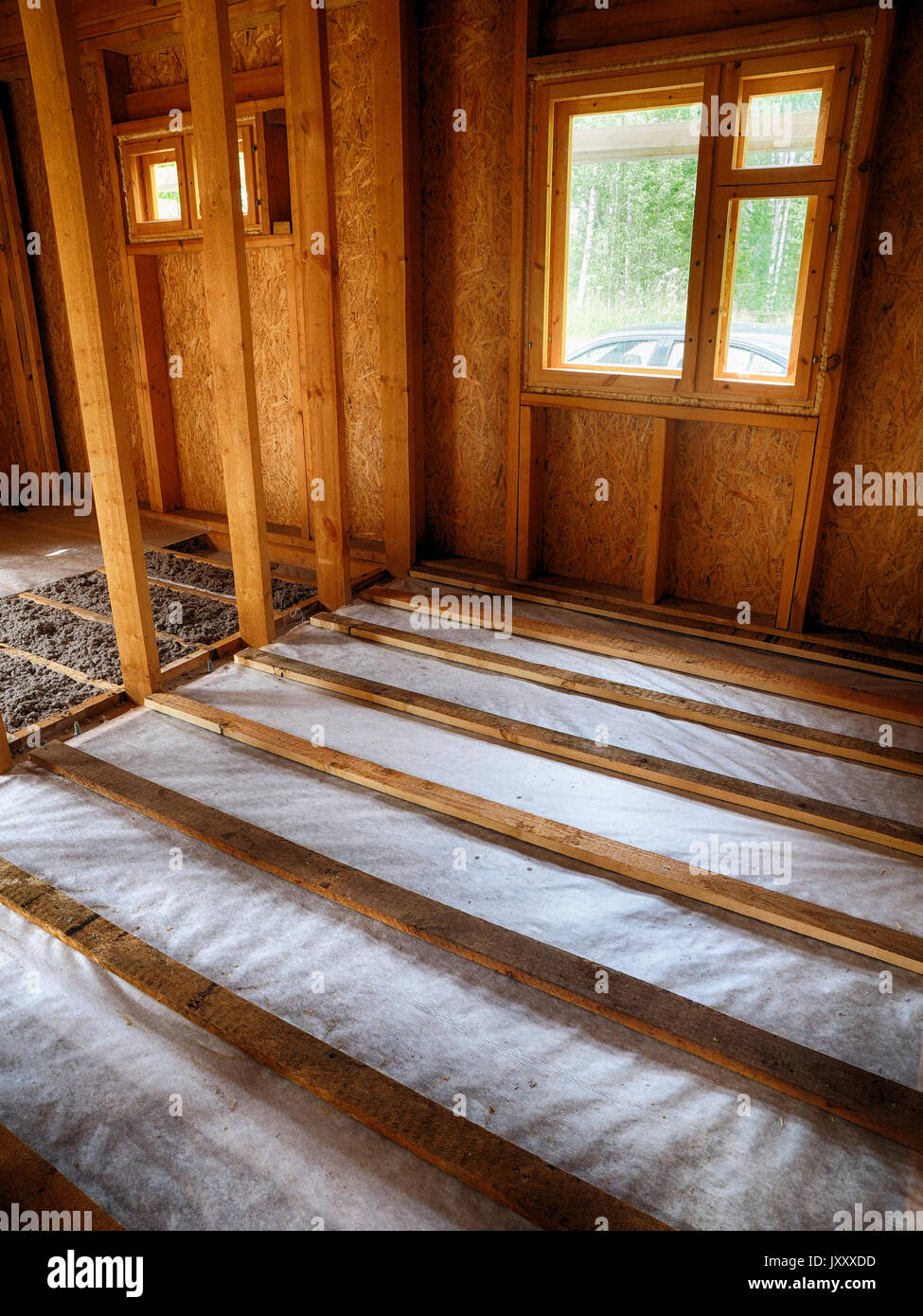 Flooring in frame house Stock Photo - Alamy
