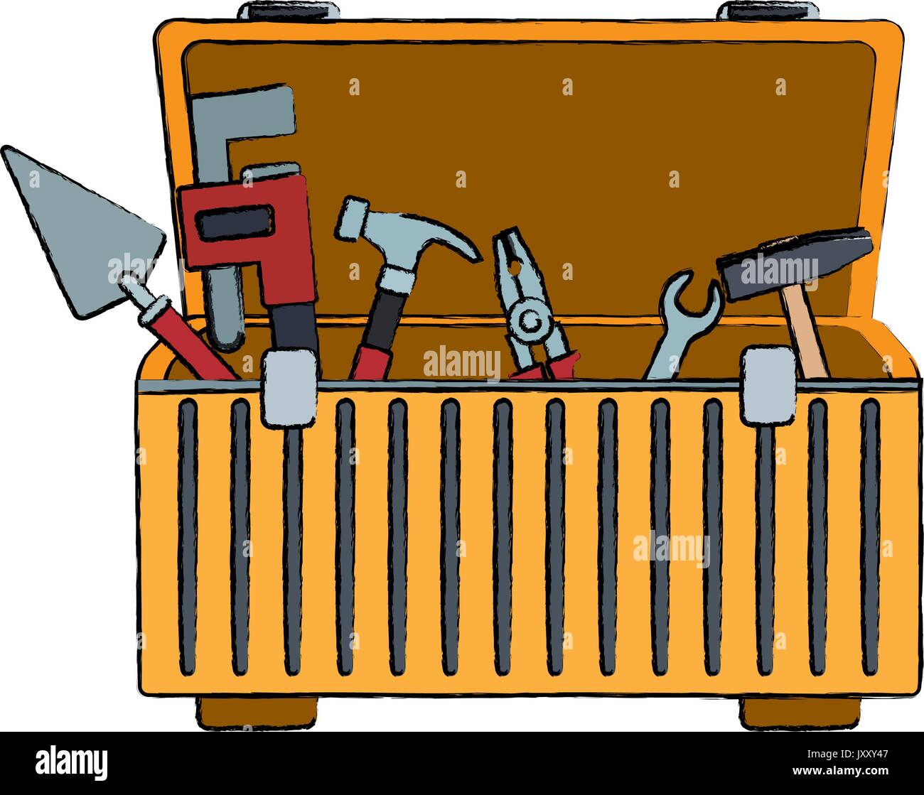 tools box with carpentry equipment instruments construction Stock ...