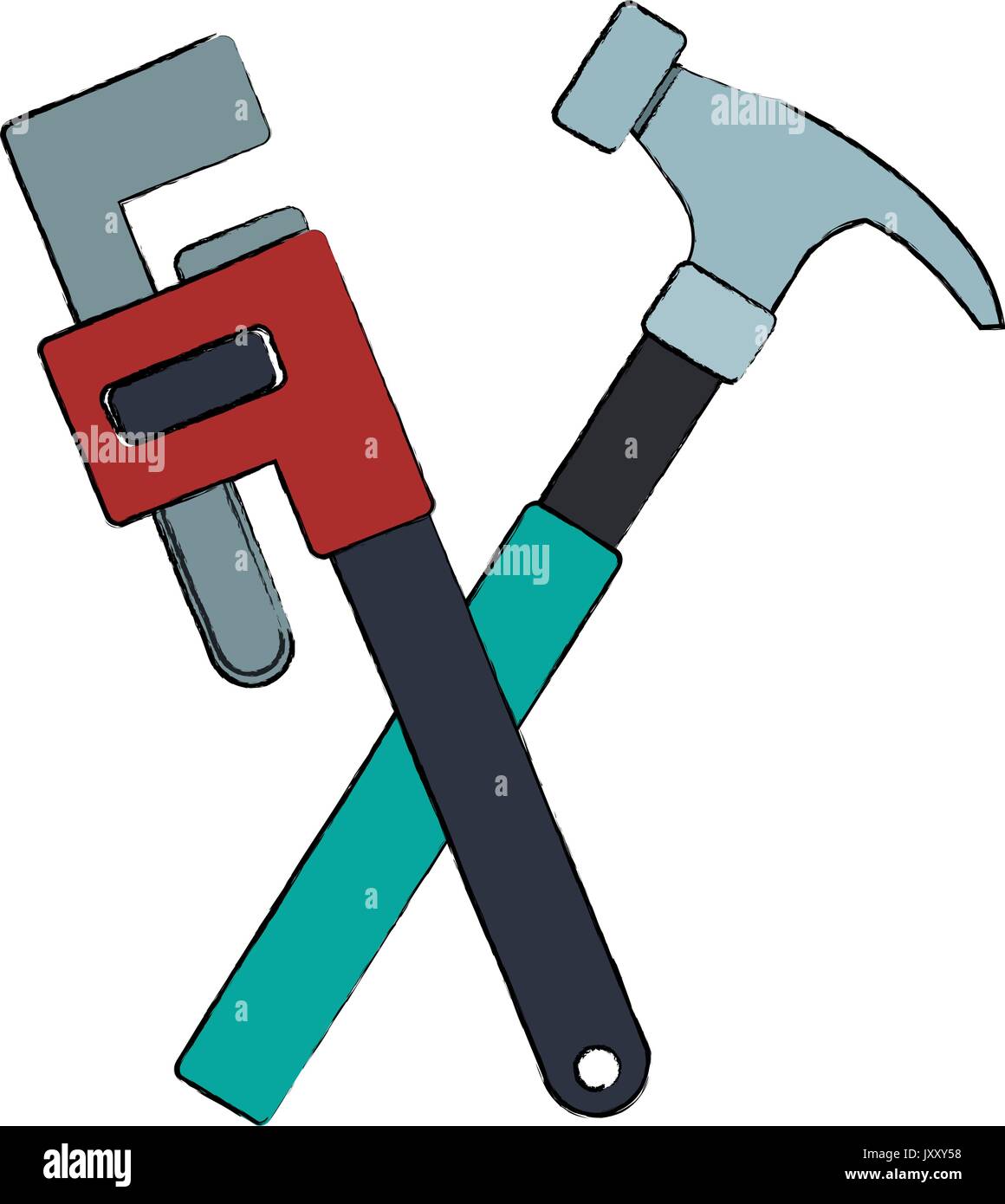 hammer and adjustable wrench tools repair Stock Vector Image & Art - Alamy