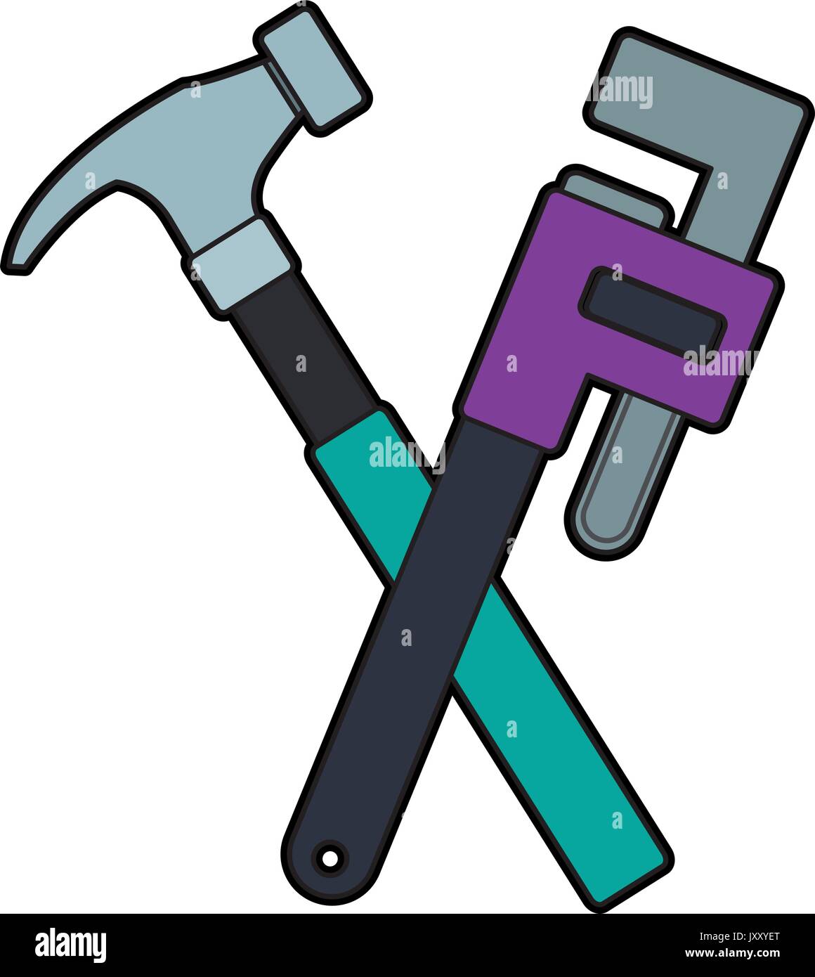hammer and adjustable wrench tools repair Stock Vector Image & Art - Alamy